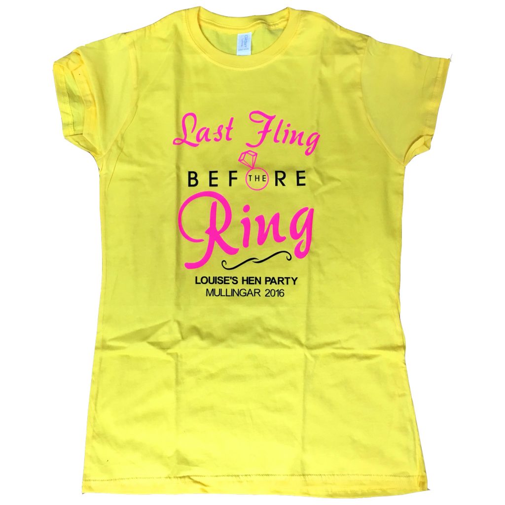 Last Fling Before The Ring T Shirt Hen Party T Shirts Forever Memories